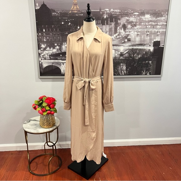 ASOS | Dresses | Asos Design Spread Collar Long Sleeve Wrap Midi Dress ...